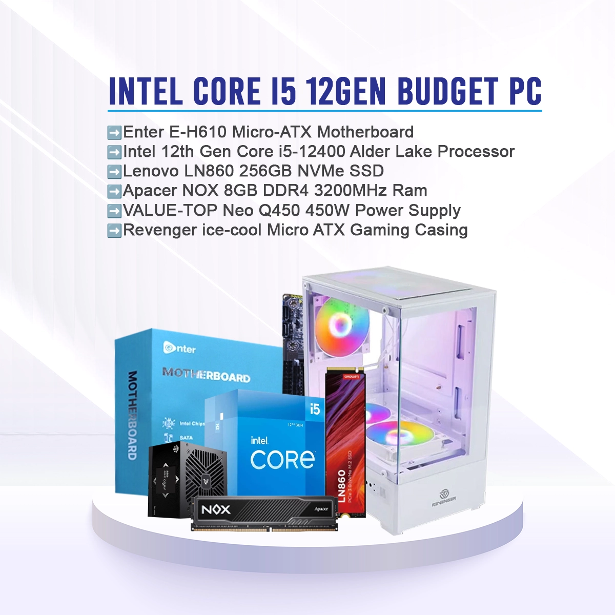 Intel core i5 12gen budget pc